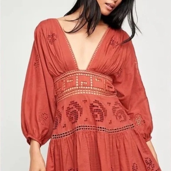 Free People | Dresses | Free People Rust Mini Dress | Poshmark
